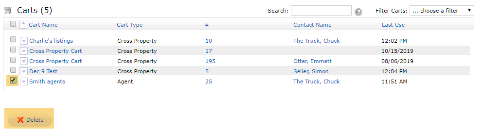 Delete a listing Cart – The SmartDesk